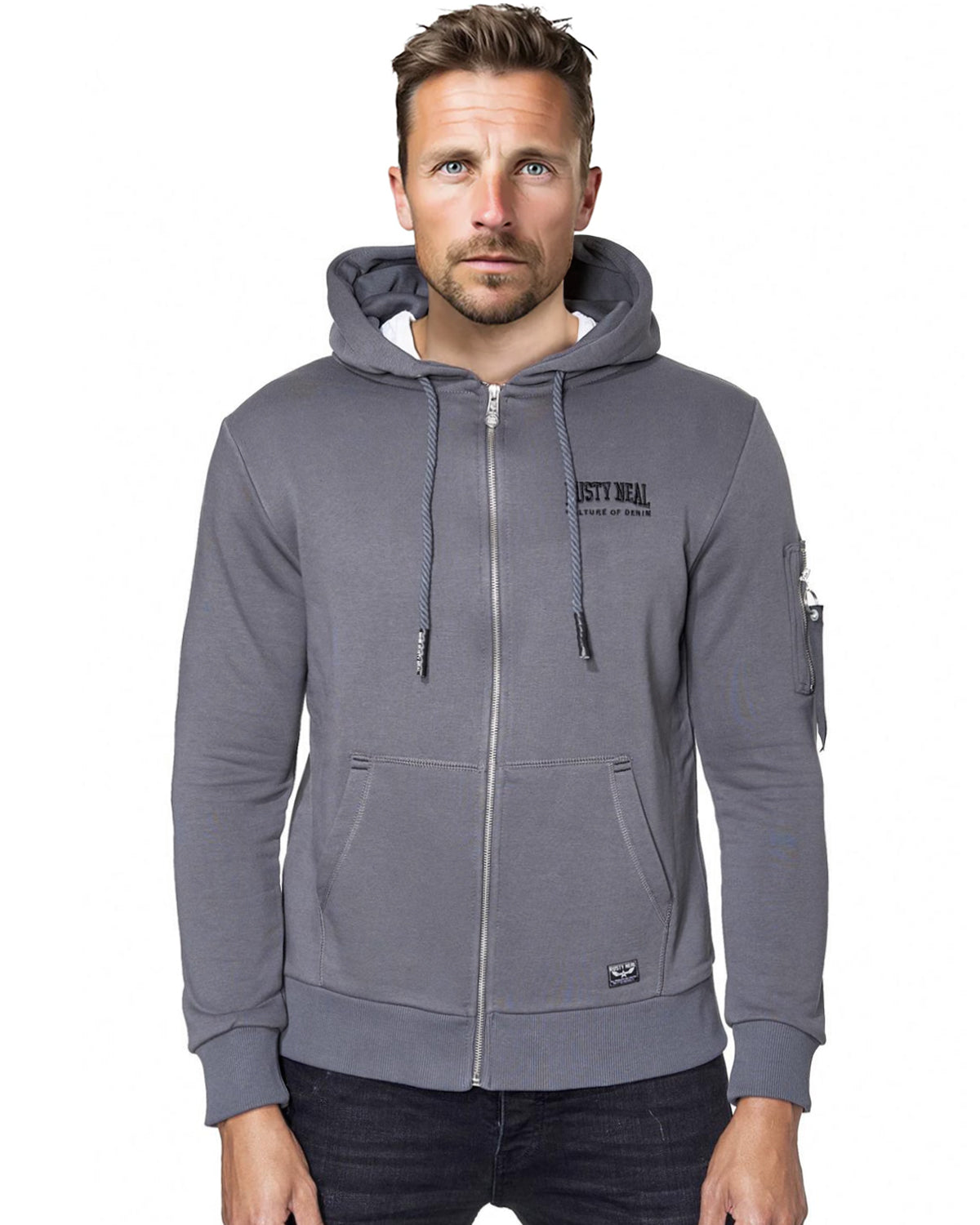 Dark grey zip hoodie for men Rusty Neal Jase
